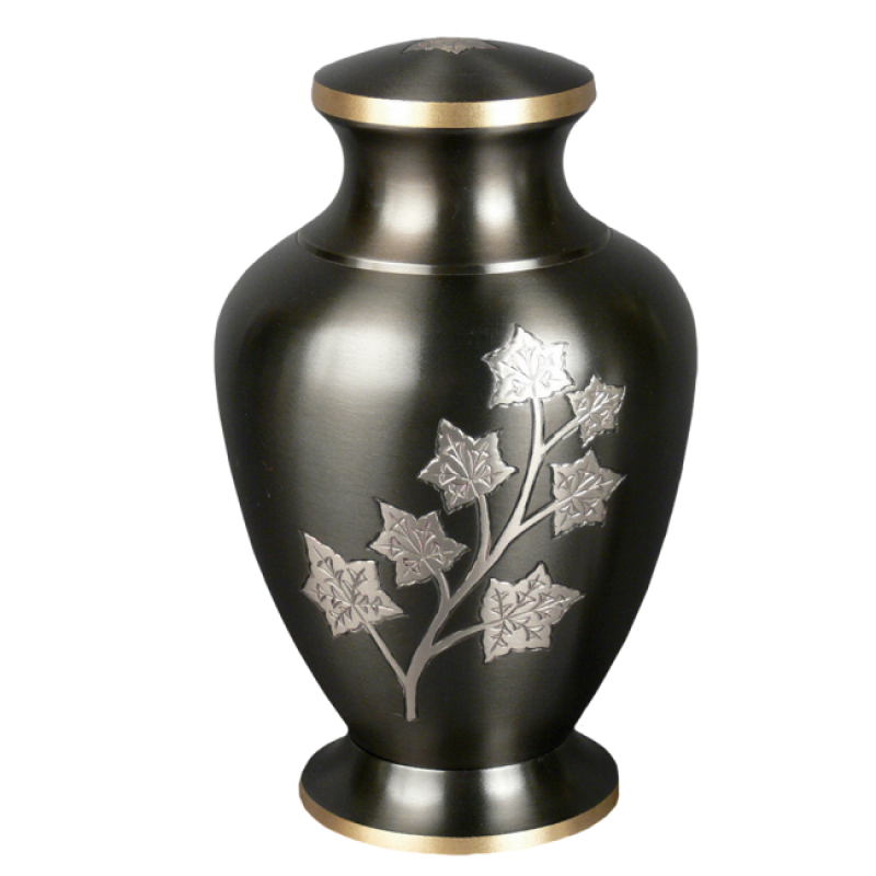 Eaton Slate Grey Urn with Leaf Bough - House Of Urns